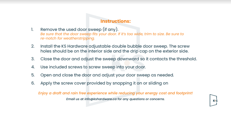 Adjustable Double Bubble Door Sweep – KS Hardware